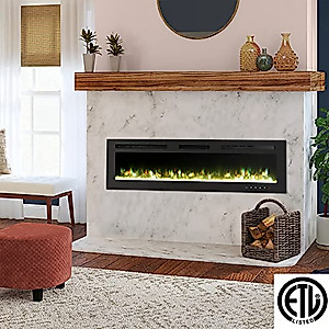 60 Inch Electric Fireplace Insert, Wall-Mounted, Remote Control, Linear Design, 750/1500W.