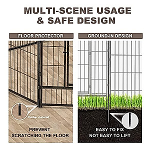 Avocahom Metal Dog Playpen 16 Panel Dog Pen 32Inch Height Exercise Pen w/2 Doors for Small/Medium Dogs Outdoor Indoor RV Yard w/36 Floor Protectors & 8 Straps, Black