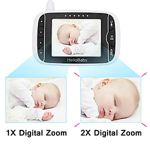 HelloBaby 3.2 Inch Video Baby Monitor with Night Vision & Temperature Sensor, Two Way Talkback System