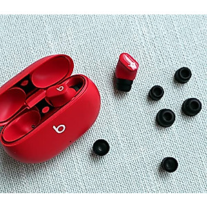 Ear Hooks Memory Foam Ear Tips Kits Compatible with Beats Studio Buds, Anti-Slip Comfortable Noise Reduce Double Flange Eartips Accessories Compatible with Beats Studio Buds Black L/M/S