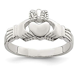 925 Sterling Silver Irish Heart Love Claddagh Celtic Ring Size 7
