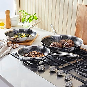 HENCKELS Paradigm 5-pc Frying Pan and Silicone Utensil Set, Nonstick, 3-ply Stainless Steel