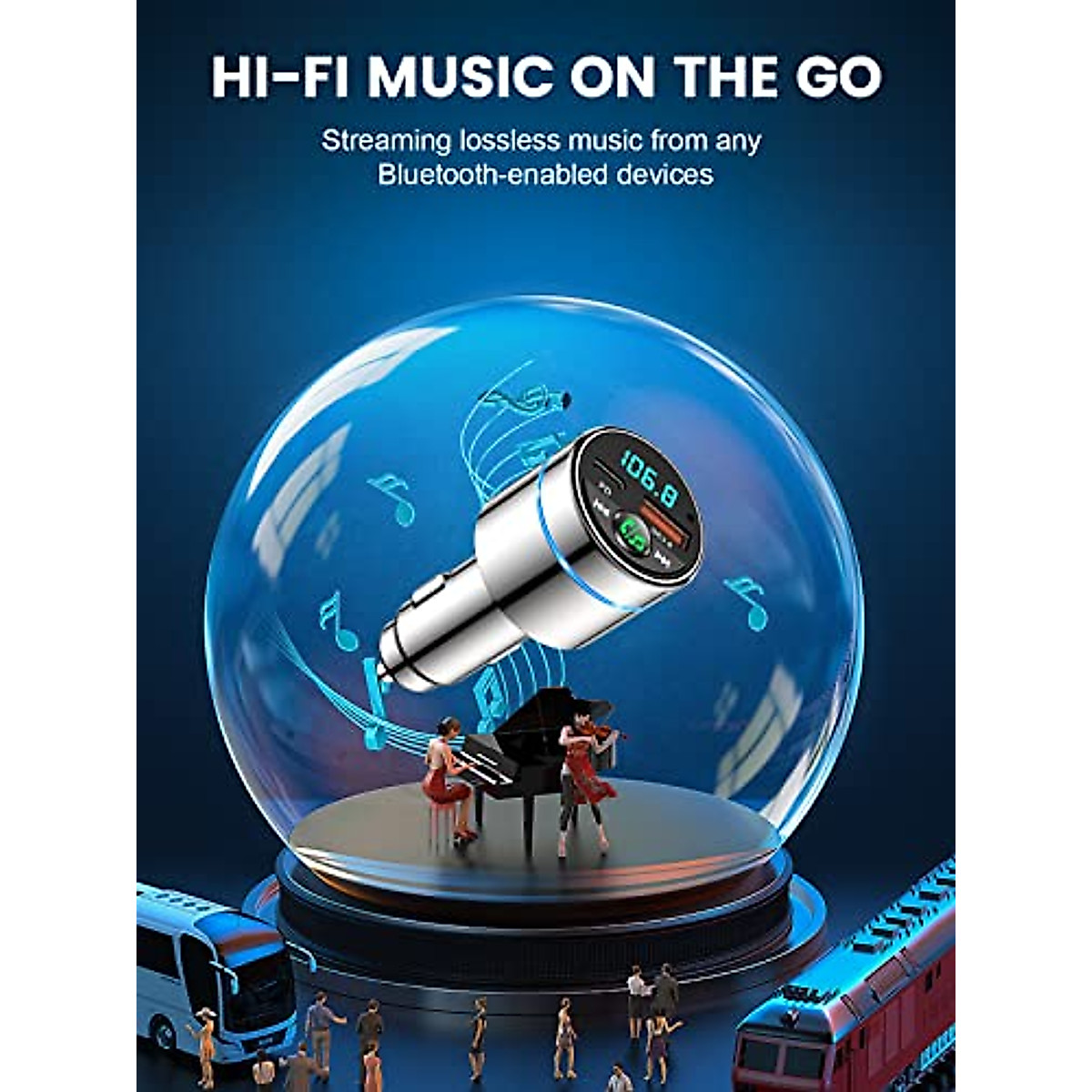 RIWUSI BC61 [All-Metal] FM Bluetooth 5.3 Transmitter for Car X1+ T25C [Upgraded Type-C] Bluetooth Car Adapter X1