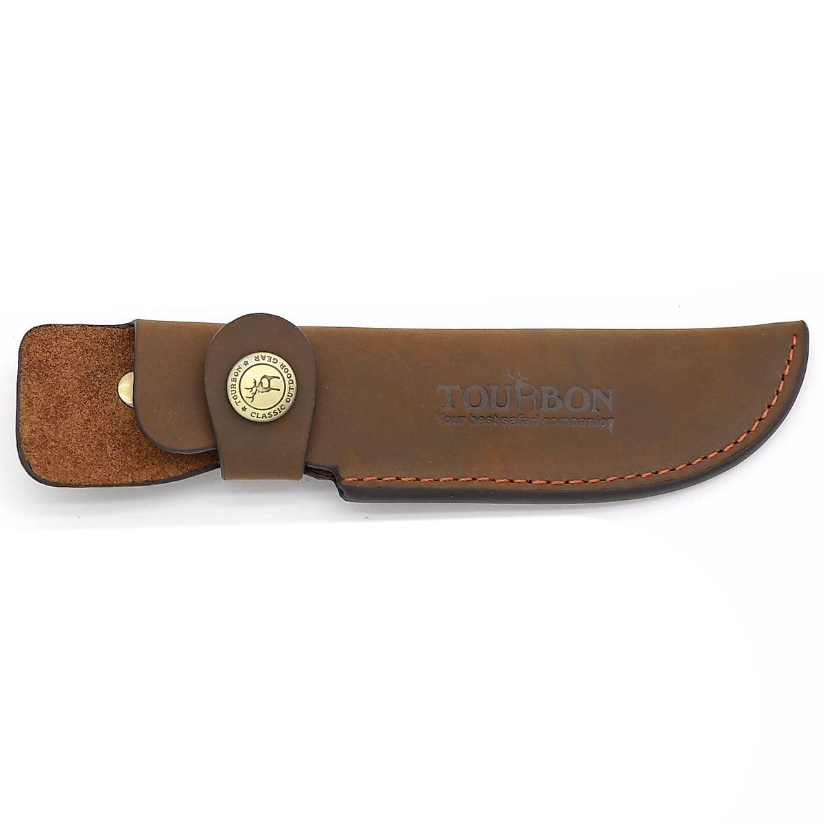TOURBON Brown Leather Fixed Blade Knife Sheath with Snap Closure