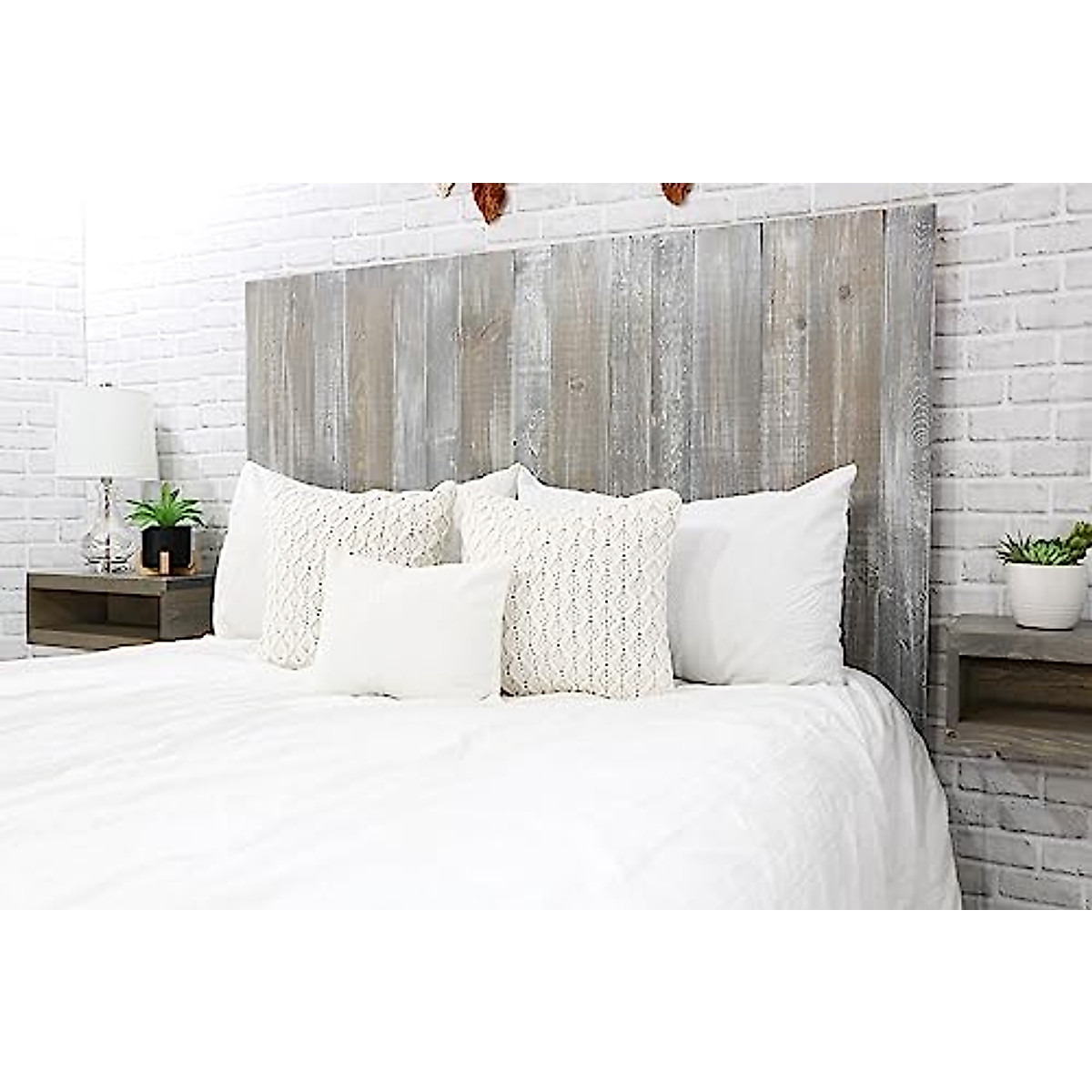 Barn Walls Graywash Headboard Handcrafted, Colorwash Solid Wood Headboard, Leans and Sticks on Wall, Smooth Finish, Anti-Shake Rattle Free, Queen Size
