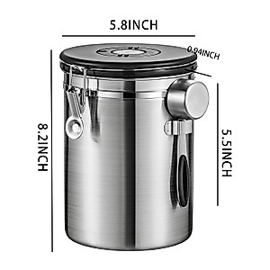 LAMLENT 2800ML Large Capacity Sealed Coffee Maker, Stainless Steel Container with Spoon, Ground Coffee, Beans and Tea, Keep Coffee Fresh,94.7OZ