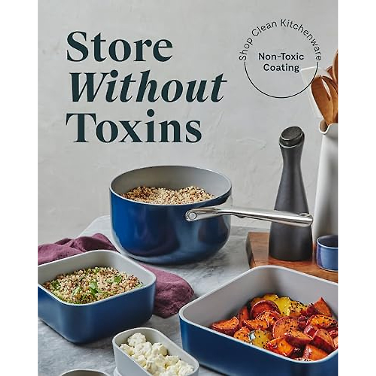 Caraway 2pc Glass Food Storage Set - 10 Cup Food Containers (2) - Ceramic Coated - Non Toxic, Non Stick Lunch Box with Lids. Dishwasher, Oven, & Microwave Safe - Perracotta