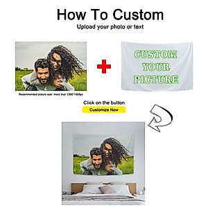 MecTo Custom Tapestry Upload Images Personalized poster Tapestry Customized Backdrop Tapestry Custom Flag wall Hanging for Bedroom Mother's Day, Father's Day, Wedding, Birthday(36 * 48in Vertical)