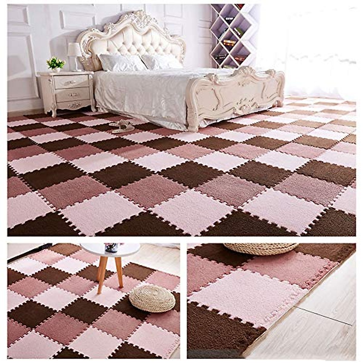 ALGFree Soft Foam Play Mats, Suede Interlocking Tiles Non-Slip Splice Protective Flooring Mats Childrens Room Crawling Mat， 30x30x1cm，Free Splicing (Color : E, Size : 20pcs)