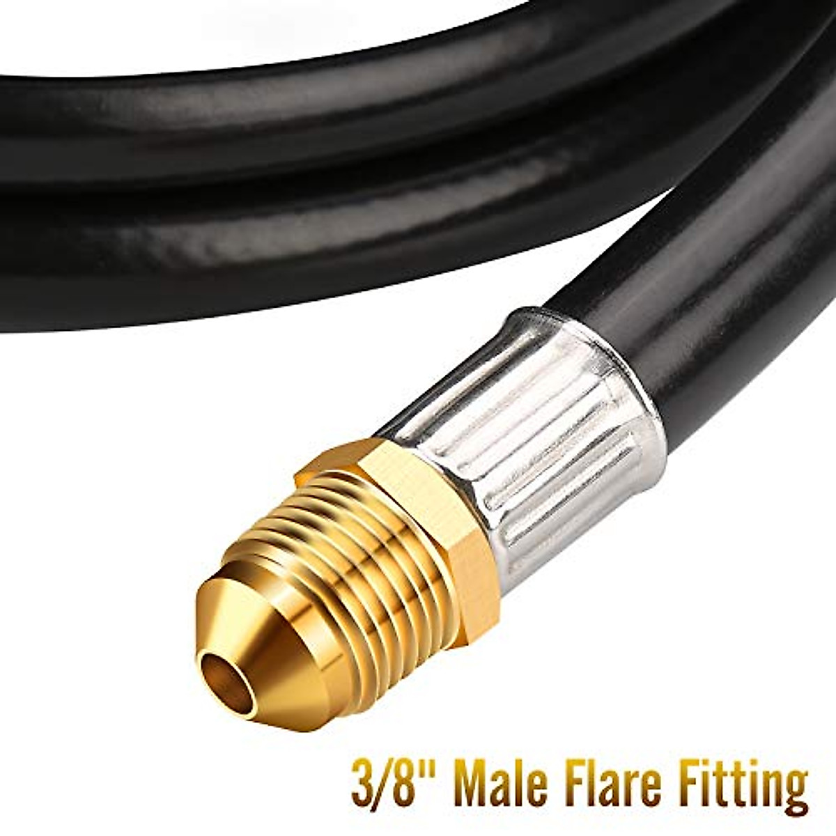 WADEO Bundle- 12ft Propane Extension Hose with 3/8 inch Female Flare Fitting x 3/8 inch Male Flare Fitting & 90° Elbow Connector For Camco Olympian Wave Heaters