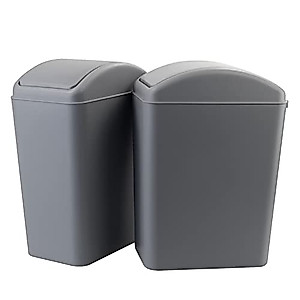 Innouse Swing Lid Garbage Bin Kitchen, 4 Gallon/ 16 L Grey Trash Can, 2 Packs