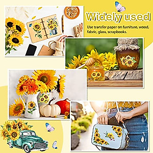 9 Sheets Sunflower Rub on Transfer for Furniture Craft and Wood Fall Rub on Decal Stickers Stencil Thanksgiving Pumpkin Flower Butterfly Bird Dragonfly Christmas Decor 6 x 6 Inch(Sunflower)
