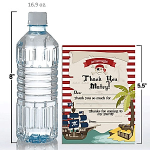 Pirate Treasure Map Birthday Thank You Notes, Ten 4" x 5.5" Fill In The Blank Cards with 10 White Envelopes by AmandaCreation