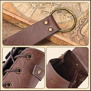 Berenlu 3 PCS Renaissance Accessories, Viking Renaissance Belt Medieval Vintage Belt Pouch, and Leather Bracers, Enhance Your Halloween Renaissance Cosplay with Medieval Accessories (Brown)
