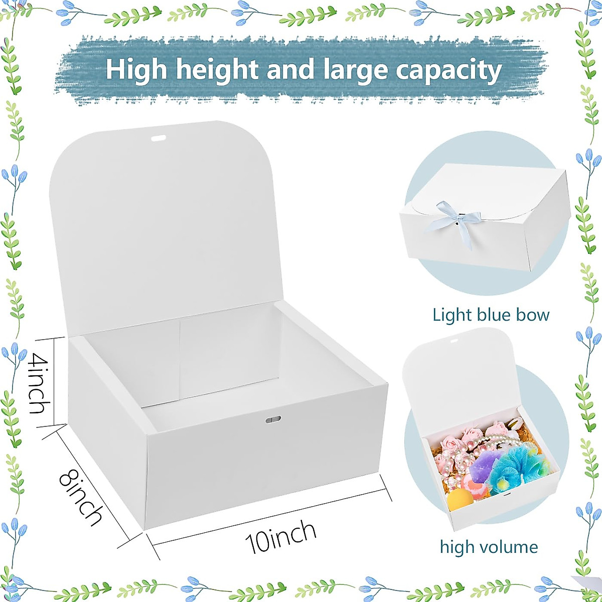 WLUSEAXI 15Pack Gift Boxes with Lids for Presents, 10x8x4 Inch Bridesmaid Proposal Box, White Gift Boxes with Ribbon for Bride Shower, Birthday, Wedding, Party, Graduation Gift