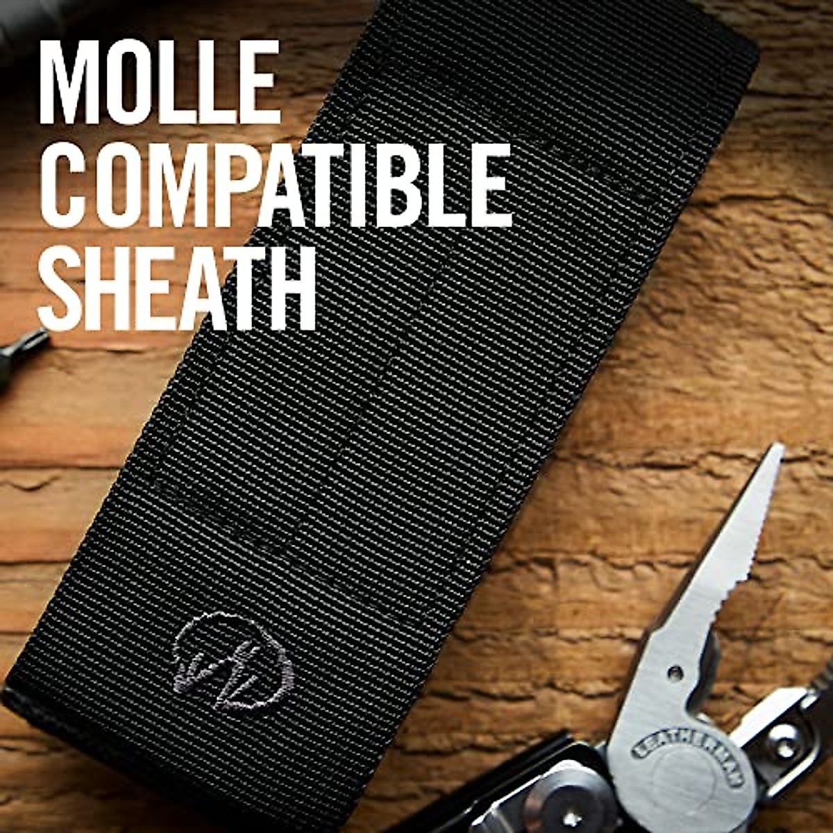 LEATHERMAN, Wave Plus Multitool with Premium Replaceable Wire Cutters, Spring-Action Scissors and Molle Black Sheath, Black