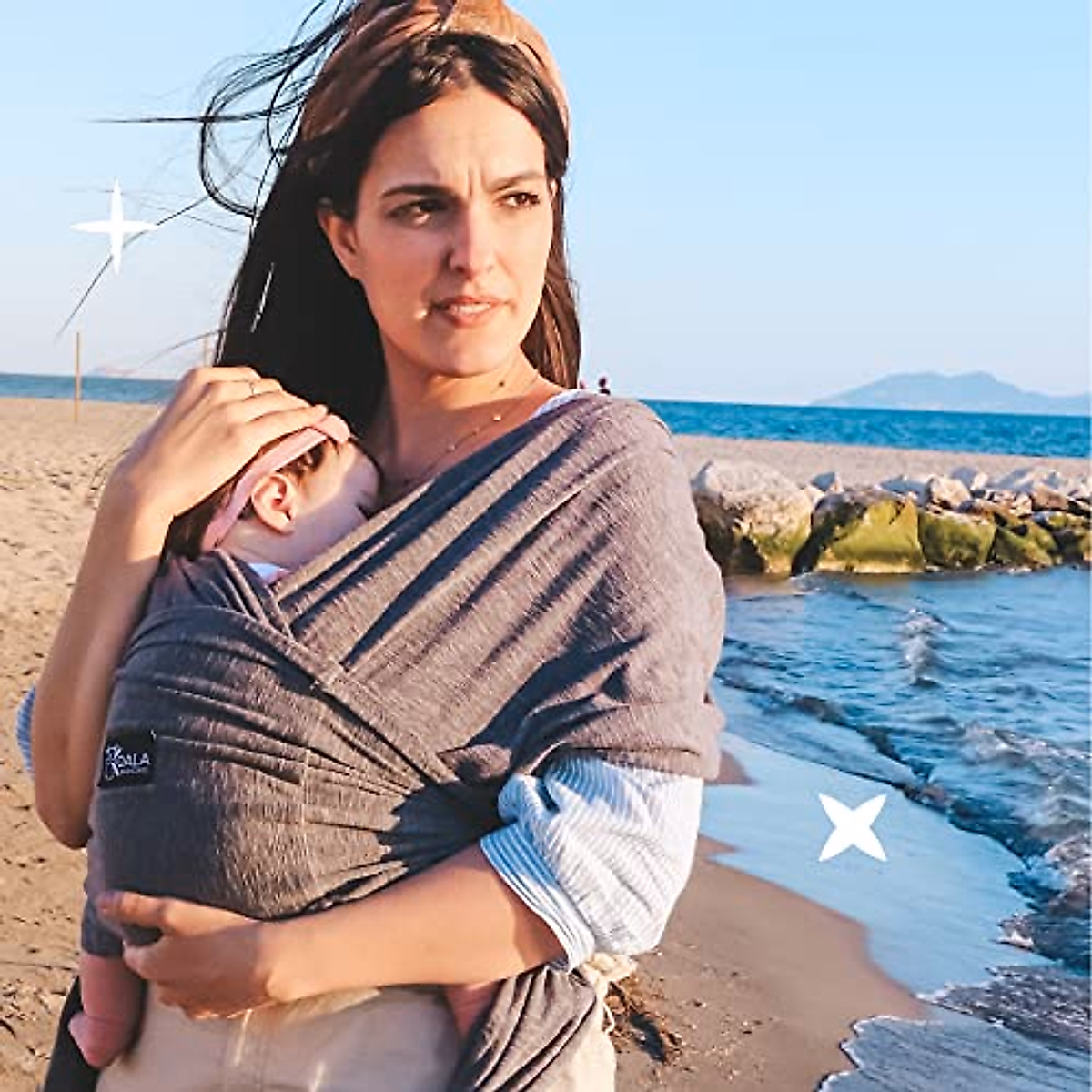 Koala Babycare Baby Carrier Wrap, Easy to Wear As a T-Shirt - Baby Wearing Wrap One Size Fits All - Newborn Wrap Carrier Up to 22lbs