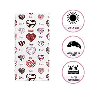 My Little Nest Hand Towels for Bathroom Happy Valentine's Day Heart Sketch Absorbent Small Bath Towel Soft Kitchen Towels Fingertip Towel for Guest and Bar 30 x 15 inch