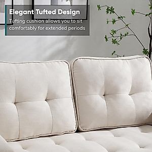 JOYBASE Sleeper Loveseat Pull Out Sofa Bed, Modern Upholstered Convertible Pull Out Couch Sleeper Sofa for Living Room (Beige, Fabric)