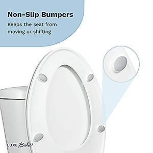 LUXE Bidet Luxe TS1008E Elongated Comfort Fit Toilet Seat with Slow Close, Quick Release Hinges, and Non-Slip Bumpers (White)
