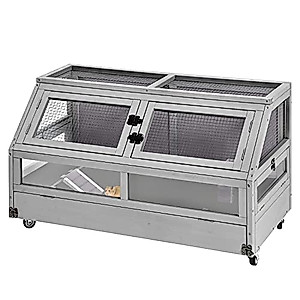 Aivituvin Guinea Pig Cage Anti-Chewing Hamster Cage Indoor Outdoor Small Animal Cages with Chewing Toy, Food Bowl, Hideout and Deep Leakproof Tray