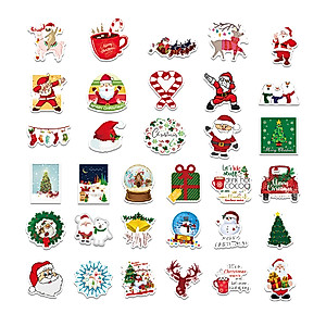 Guer Christmas Stickers 103PCS Santa Snowflake Merry Christmas Decorations for Teens Cute Decals for Scrapbooking Envelope Snowboard Water Bottle Laptop Gloves