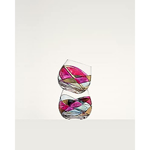 Antoni Barcelona Stemless Balloon Wine Glasses Set of 2 (21.5 Oz) – EXCLUSIVE BOX -Handblown & Handmade, Painted Red Wine Glass, Gifts for Women, Birthdays, Anniversaries, and Weddings - 2 Unit