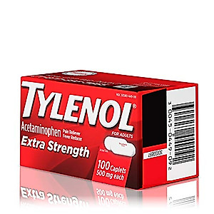 Tylenol Extra Strength Caplets with 500 mg Acetaminophen, Pain Reliever & Fever Reducer, Acetaminophen for Headache, Backache & Menstrual Pain Relief, 100 ct