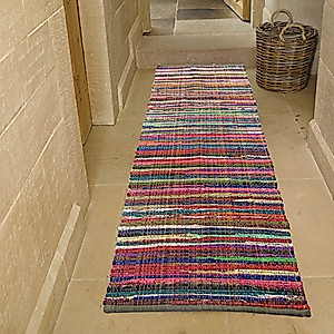 Chardin home - Eco Friendly 100% Recycled Cotton Colorful Chindi Runner Area Rug - 2'x7', Multi