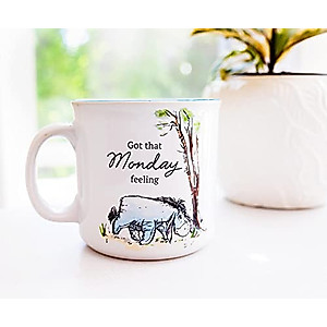 Disney Winnie the Pooh Eeyore Monday Feeling Ceramic Camper Mug | BPA-Free Travel Coffee Cup For Espresso, Caffeine, Cocoa, | Home & Kitchen Essential | Cute Gifts and Collectibles | Holds 20 Ounces