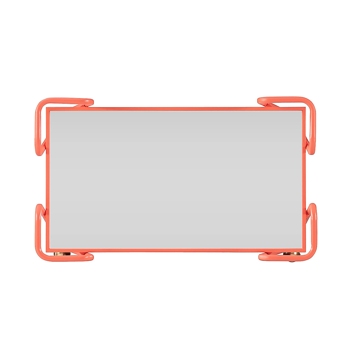 Linon Gina Coral Mid-Century Bar Cart with Mirrored Shelves and Locking Wheels