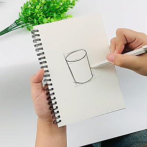 DSTELIN Blank Spiral Notebook, 1-Pack, Soft Cover, Sketch book, 100 Pages / 50 Sheets, 7.5 inch x 5.1 inch (Black)