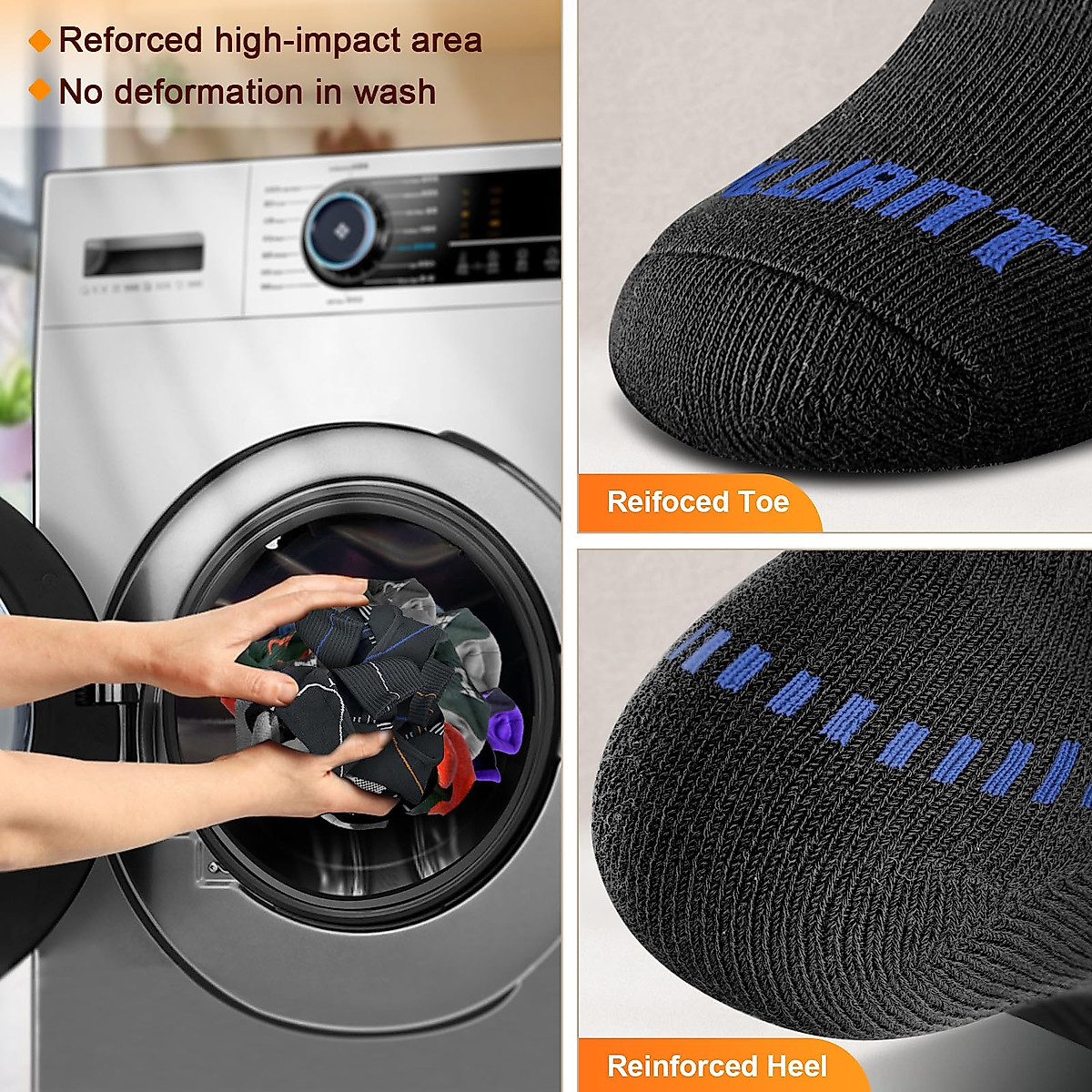 BULLIANT Men Sports Socks 6Pairs, Athletic Crew Socks Cushioned For Men Outdoor Running-Arch Compression Support(6Pairs,Shoes Size:Men 11-13)