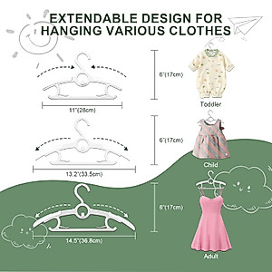 Stormix 30 Pack Extendable Baby Hangers, 11"-14.5" Adjustable Plastic Closet Infant Hangers for Nursery, Stackable & Space-Saving Pant Hanger for Newborn Girl Boy Toddler Kids Child White