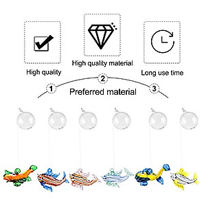 Baluue Floating Fish Tank Decorations - 6pcs Aquarium Float Ball Decoration Fish Tank Blown Glass Fish Figurine Floating Aquarium Accessories