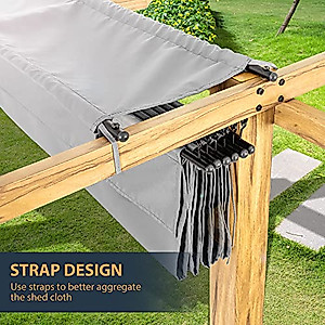 HAPPATIO 10' X 10' Pergola Retractable Pergola Canopy for Backyard, Garden, Patio; Woodgrain-Look Aluminum Pergola with Retractable Pergola Canopy, Includes Anchors and Expansion Screws (Grey)