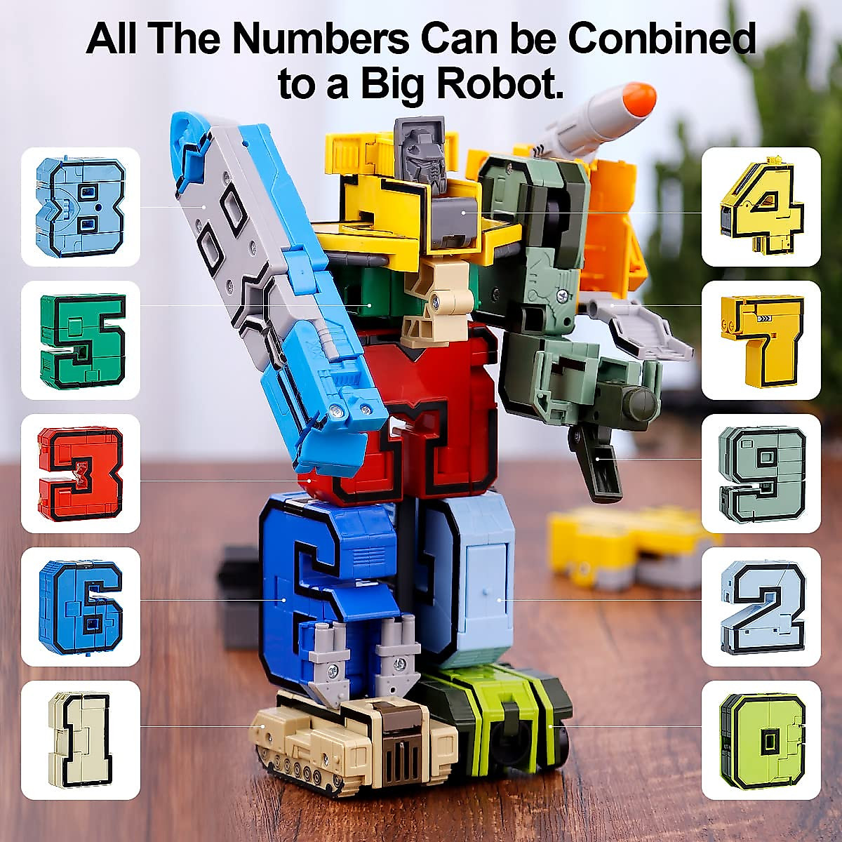 15 Pcs Number Rots Robots Transforming Blocks Toys for 3 4 5+ 6 7 8 Years Old Boys Girls Figure Toy STEM for Montessori Teaching Preschool Learning & Education Bot Bots Toys