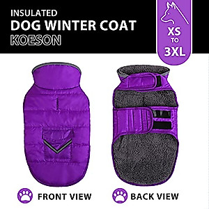 KOESON Winter Dog Coats, Windproof Super Warm Dog Snow Jackets for Cold Weather, Reflective Dog Fleece Vest Puppy Turtleneck Clothes for Small Medium Large Dogs for Walking, Hiking, & Running