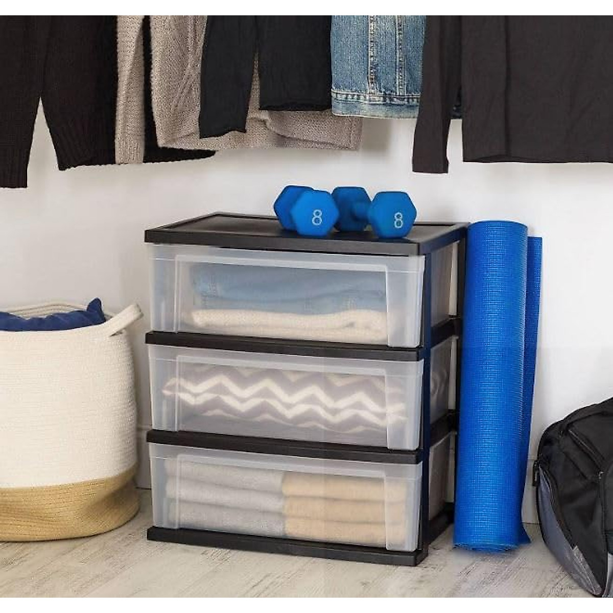 IRIS USA Wide 3 Drawer Plastic Storage Chests 2 Pack