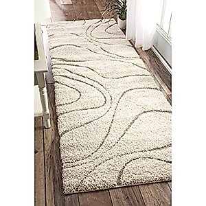 nuLOOM Carolyn Modern Shag Runner Rug, 2' 6" x 6', Cream