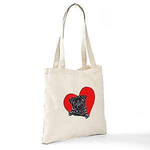 CafePress Black Pug Heart Tote Bag Canvas Tote Shopping Bag