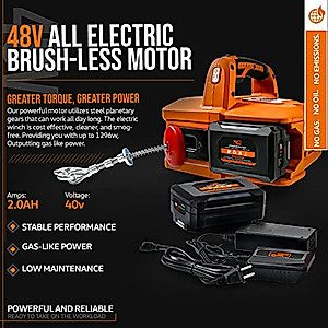 SuperHandy Electric Portable Winch Hoist Crane Lift Brushless Motor Li-Ion Battery Powered 1000Lbs/455Kgs Max Weight 20' Feet/6m Steel Braided Cable w/Locking Knob for atv truck boat trailer