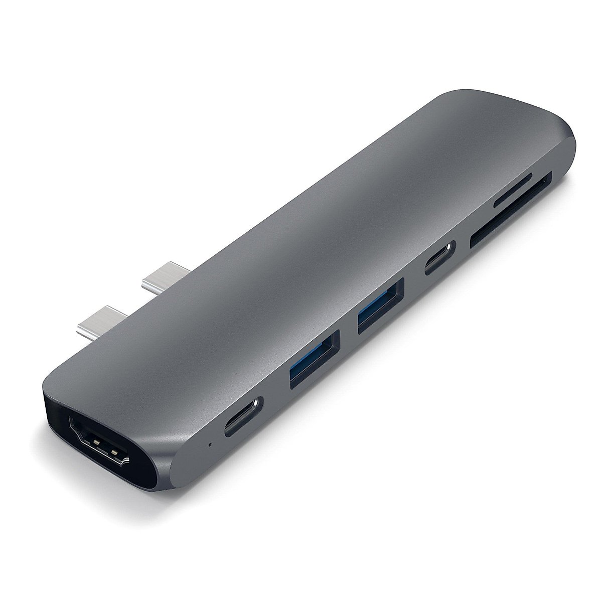 Satechi USB C Hub Adapter, USB C Dongle 7 in 1, USB C with 4K HDMI, 87W USB C PD Charging, USB C Data, 2 USB-A Data, Micro/SD Card Readers, for MacBook Pro/Air M1 M2 M3 M4 - Space Gray