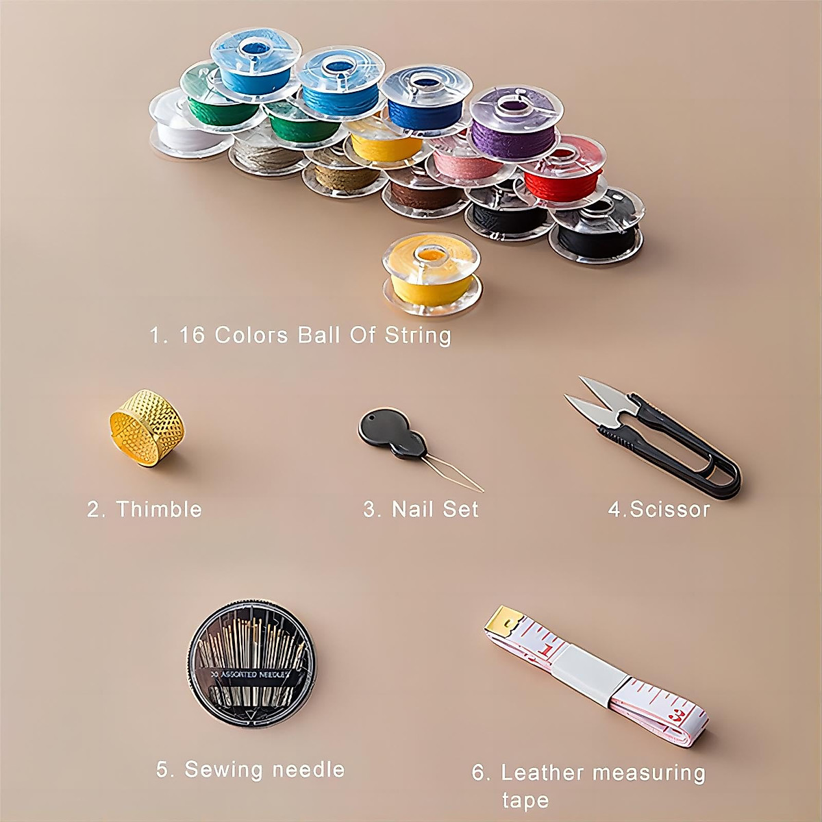 Sewing Kit, 16 Threads Sewing Kit with Magnifier, Portable Travel Sewing Kit Family Sewing Thread Accessories Supplies, Needle and Thread Accessories DIY Sewing Supplies, Great Gift for Family Home