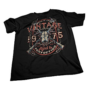 50th Birthday Gift Shirt for Men - Vintage Deer Skull 1975 Aged to Perfection - F/Dk. Heather-002-Lg