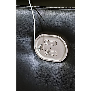 Signature Design by Ashley Warlin Modern Faux Leather Tufted Power Reclining Sofa with Adjustable Headrest, Black