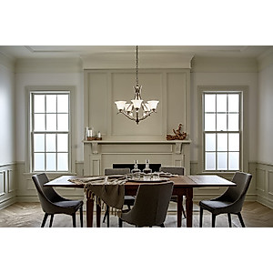 Kichler Dover 23" 5 Light Chandelier with Etched Seeded Glass in Brushed Nickel