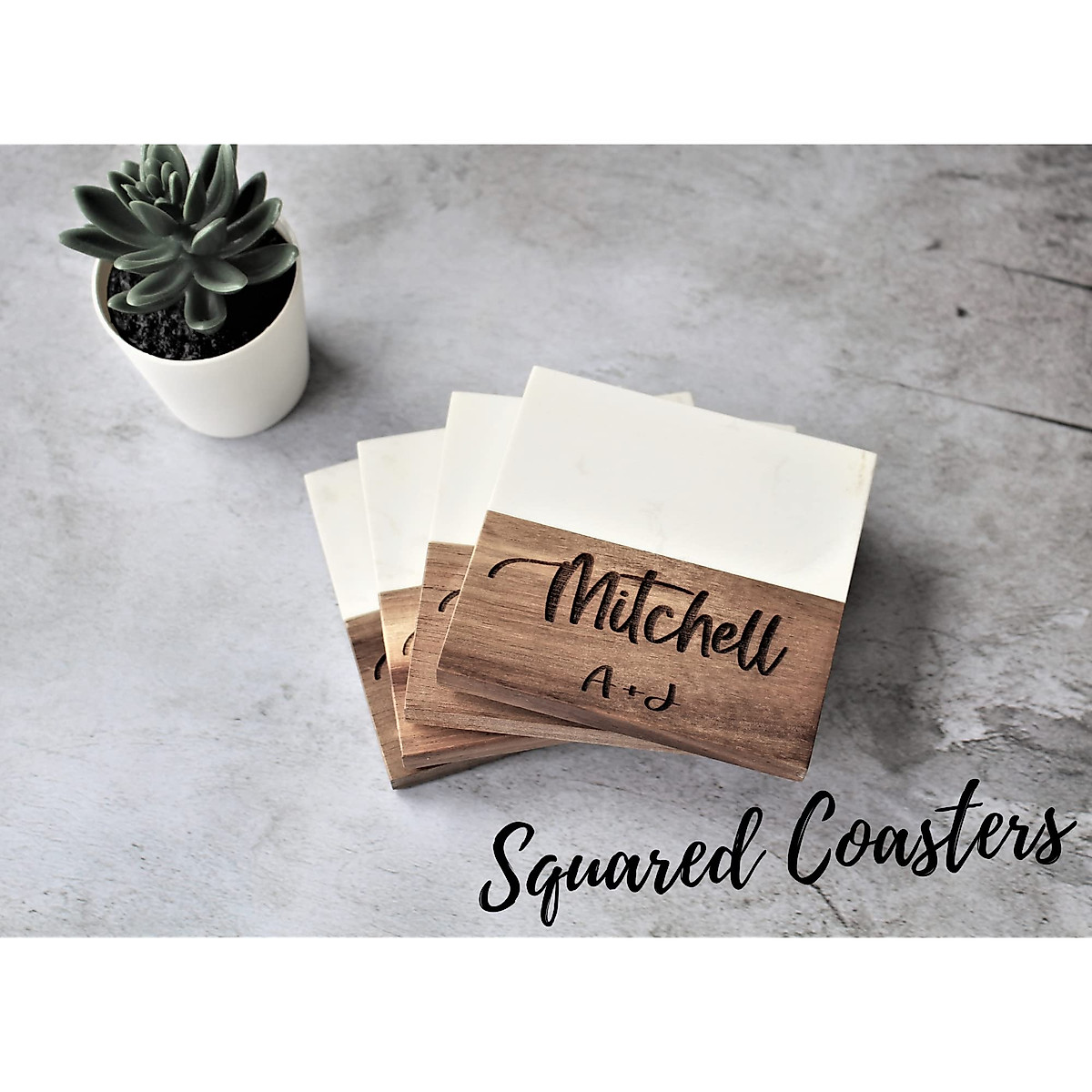 Personalized Marble and Wood Cutting Board with Coasters SET Custom Cutting Board Charcuterie Board Christmas Anniversary Wedding Gift Bridal Shower Gift Engagement Gift Housewarming Gift