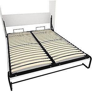 Pemberly Row Puq Easy-Lift Dual Piston Queen Size Murphy Wall Bed in White