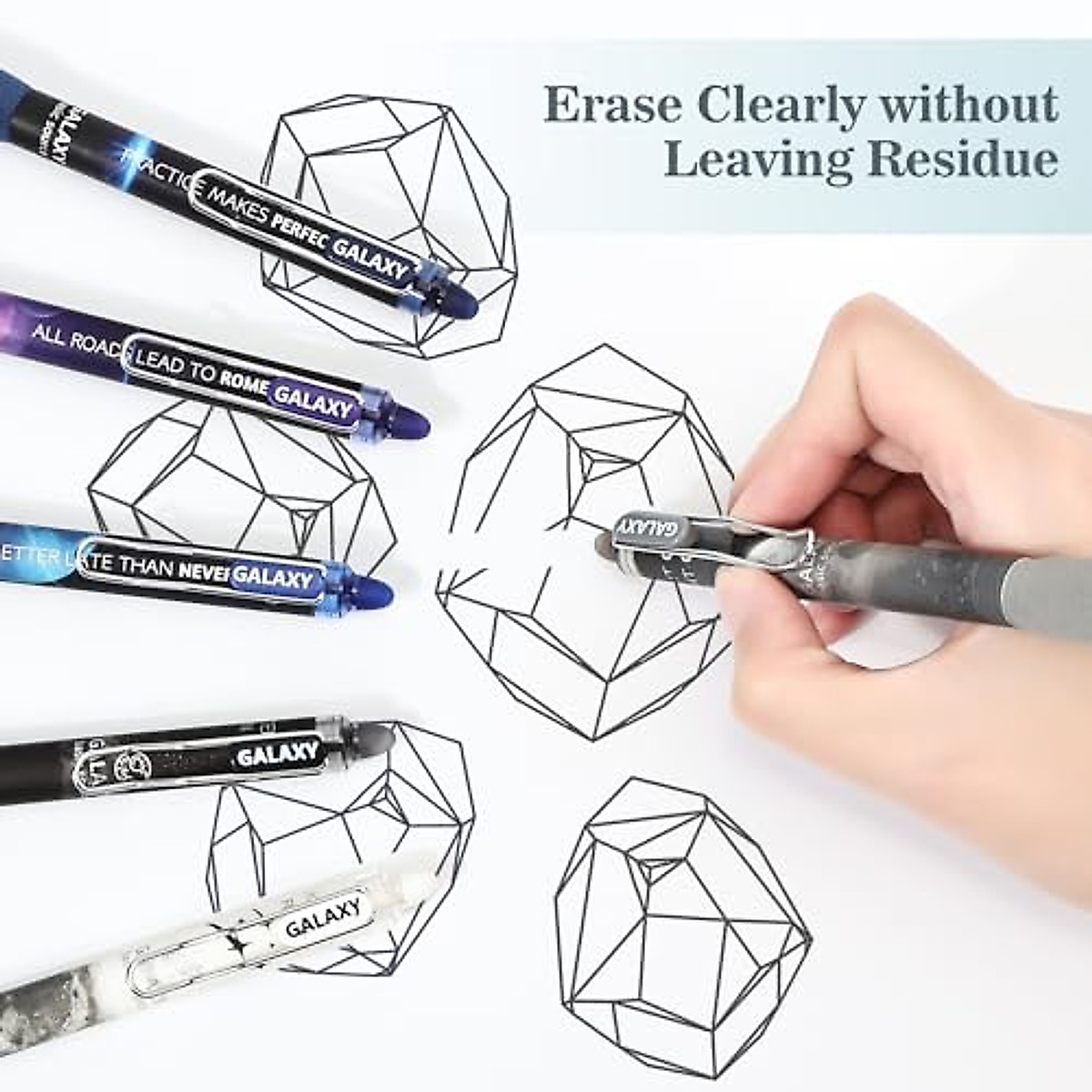 BAYTORY 6Pcs Retractable Erasable Gel Pens, Black Ink Pen with Eraser Clear, Smooth Writing Comfortable to Use for Note Taking Marking Planner Crossword Puzzles (Black)